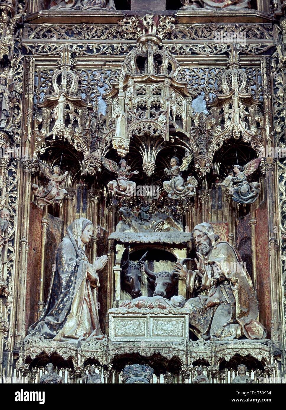 RETABLO MAYOR - DETALLE DEL NACIMIENTO DE CRISTO - RETABLO CONSTRUIDO ...