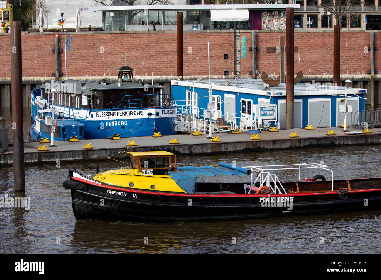 Hamburg, Germany. 09th Apr, 2019. The River Boat Church is located at a ...