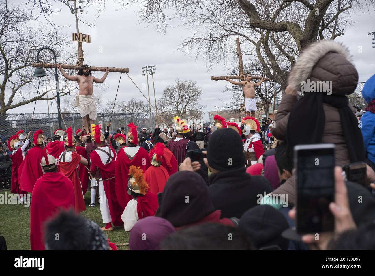 Chicago, IL, USA. 19th Apr, 2019. In Pilsen, on Good Friday, residents ...