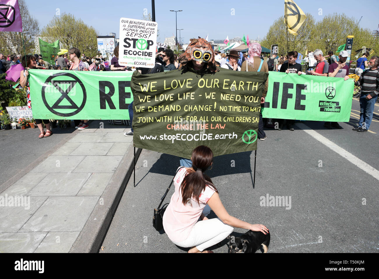 London, UK. 20th Apr 2019. Environmental campaign group Extinction ...