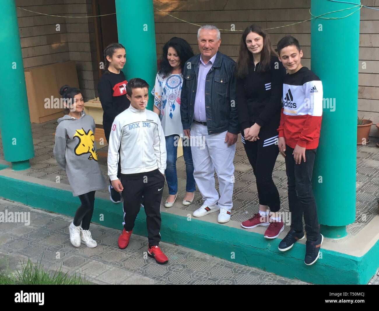 Tirana, Albania. 16th Apr, 2019. The SOS Children's Village family from ...