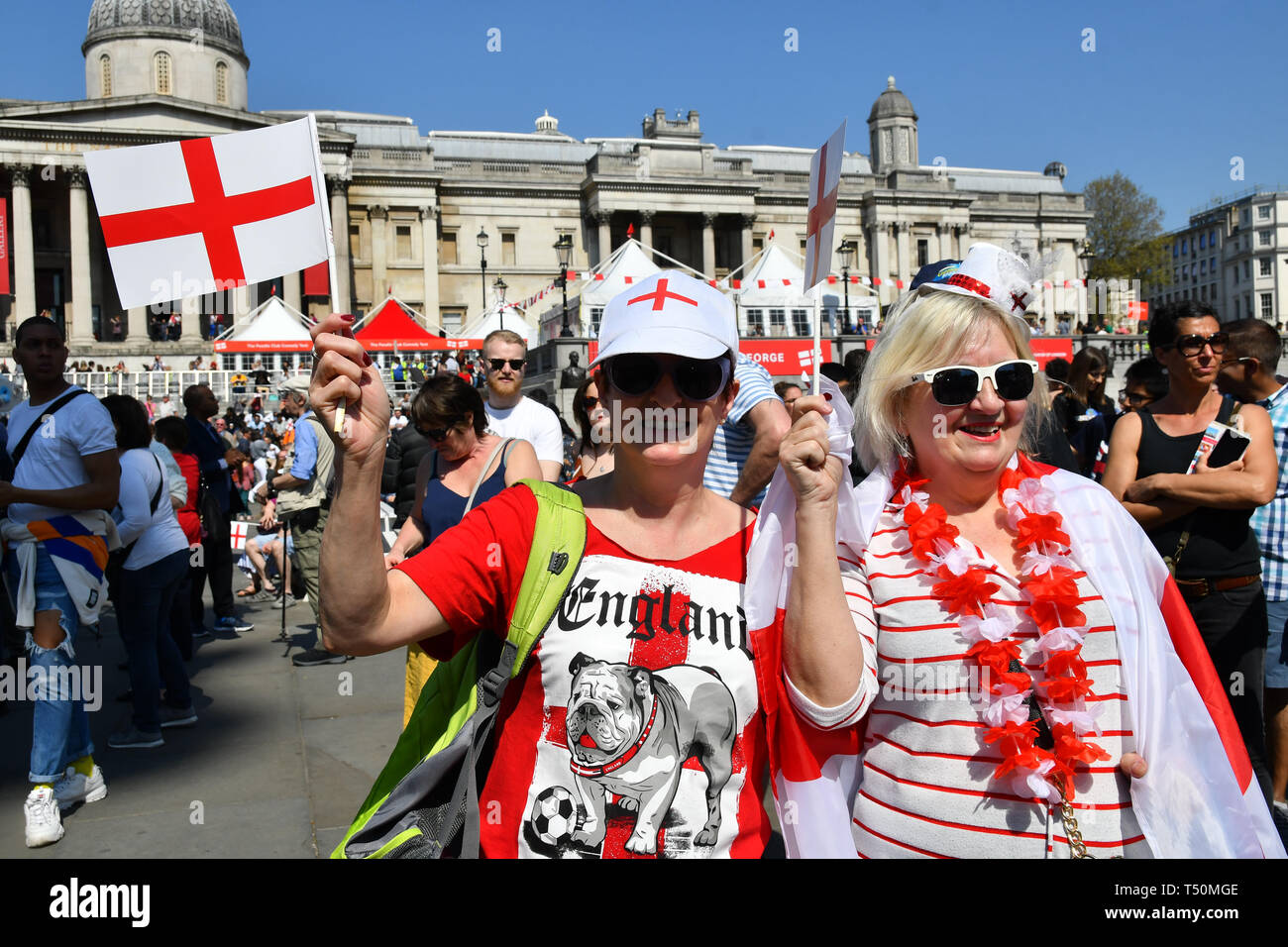 London, UK. 20th April, 2019.People dressing up St George costume ...