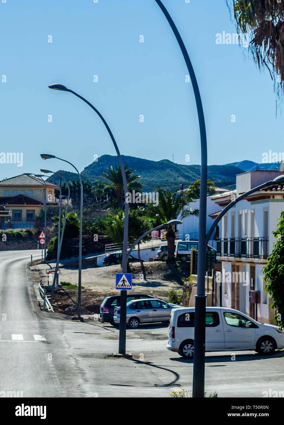 ANTAS, SPAIN - JANUARY 26, 2019 Empty Spanish streets in a small town ...