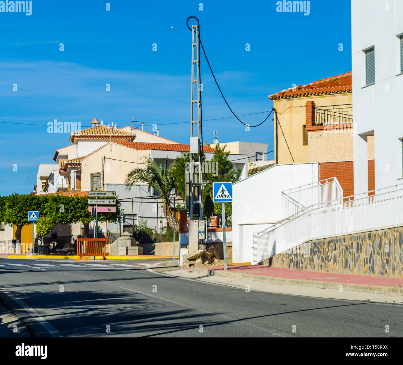 ANTAS, SPAIN - JANUARY 26, 2019 Empty Spanish streets in a small town ...