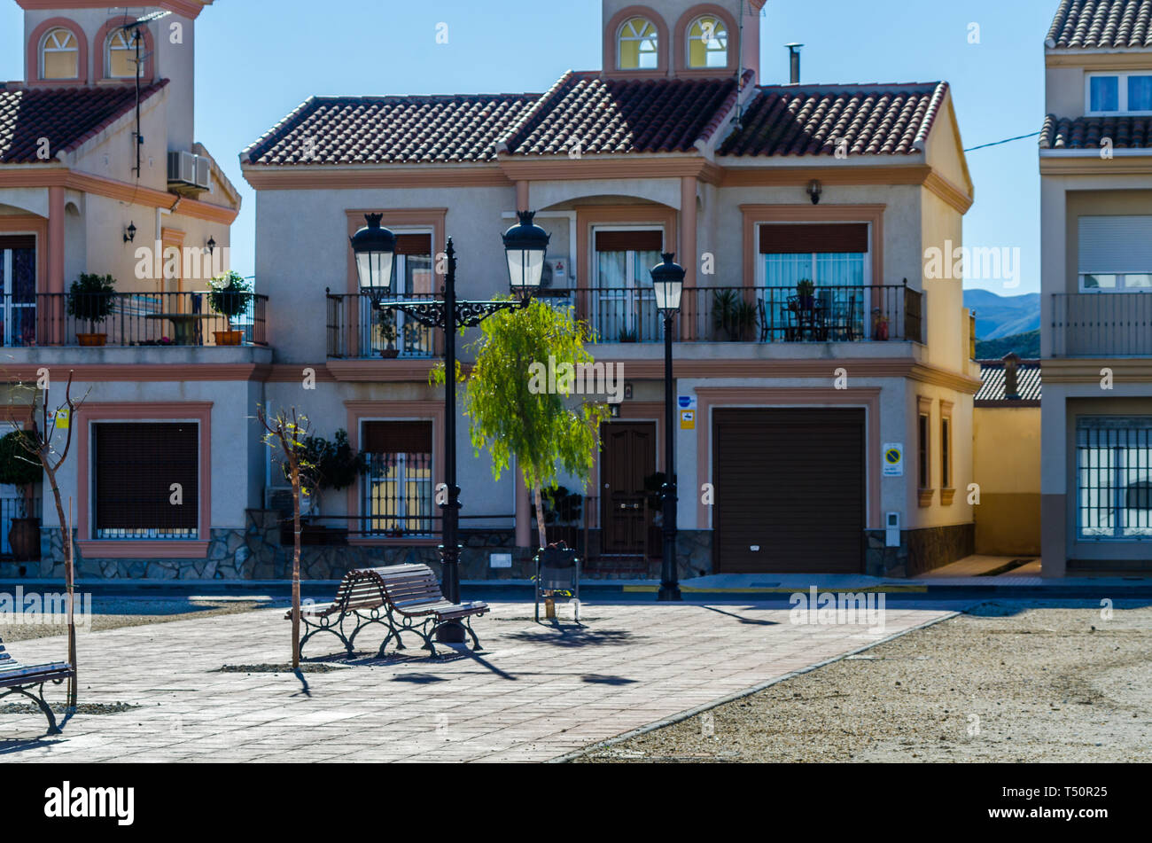 ANTAS, SPAIN - JANUARY 26, 2019 Empty Spanish streets in a small town ...