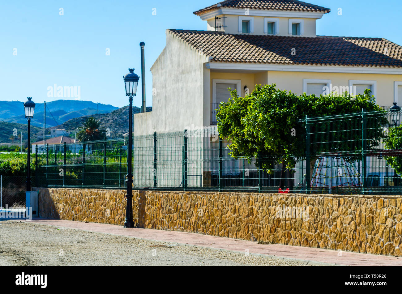 ANTAS, SPAIN - JANUARY 26, 2019 Empty Spanish streets in a small town ...