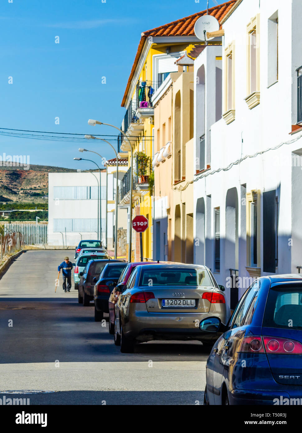 ANTAS, SPAIN - JANUARY 26, 2019 Empty Spanish streets in a small town ...