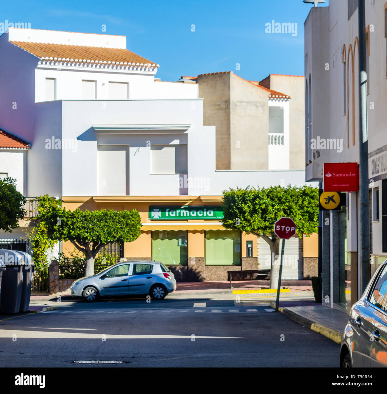 ANTAS, SPAIN - JANUARY 26, 2019 Empty Spanish streets in a small town ...