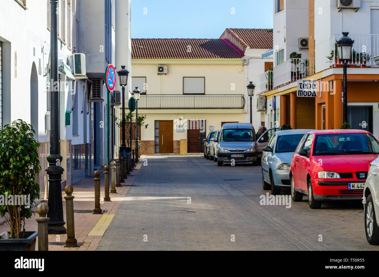 ANTAS, SPAIN - JANUARY 26, 2019 Empty Spanish streets in a small town ...