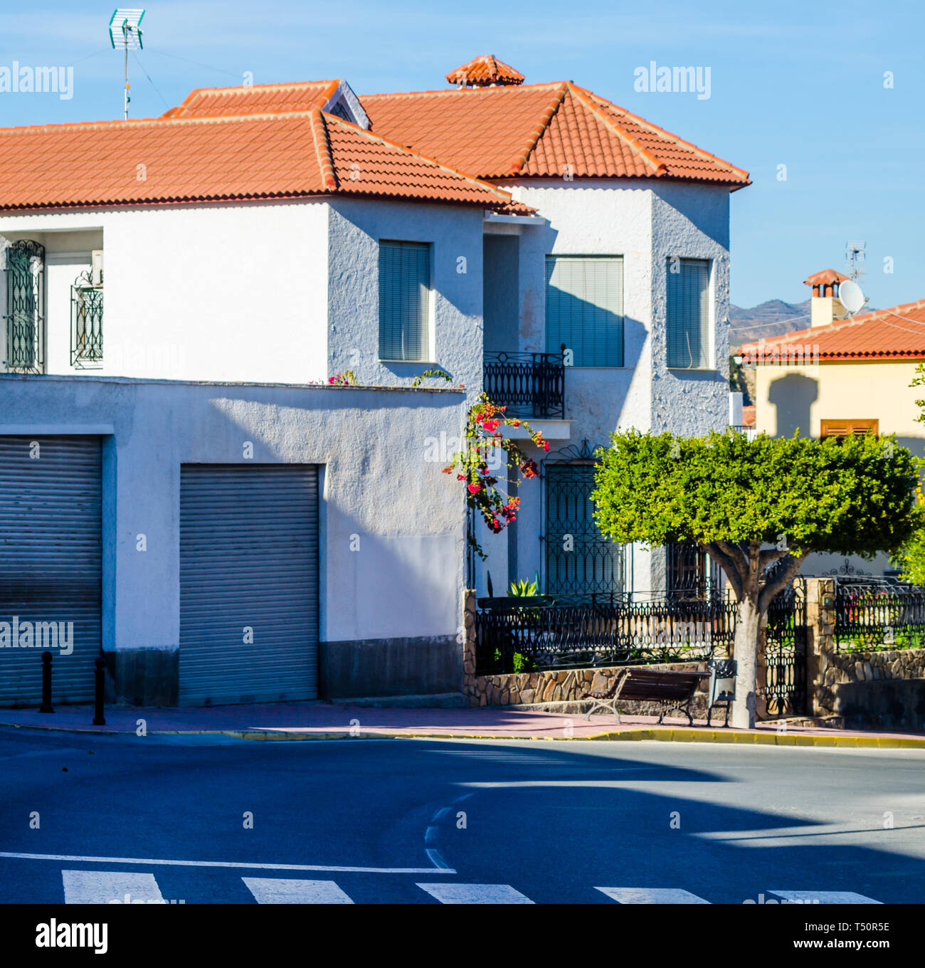 ANTAS, SPAIN - JANUARY 26, 2019 Empty Spanish streets in a small town ...