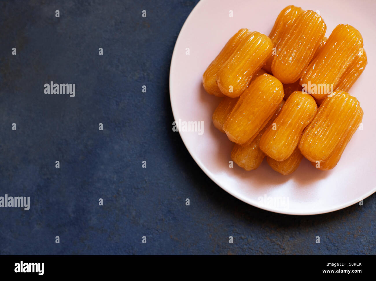 Traditional dessert called tulumba. Turkish cuisine. Balkan cuisine ...