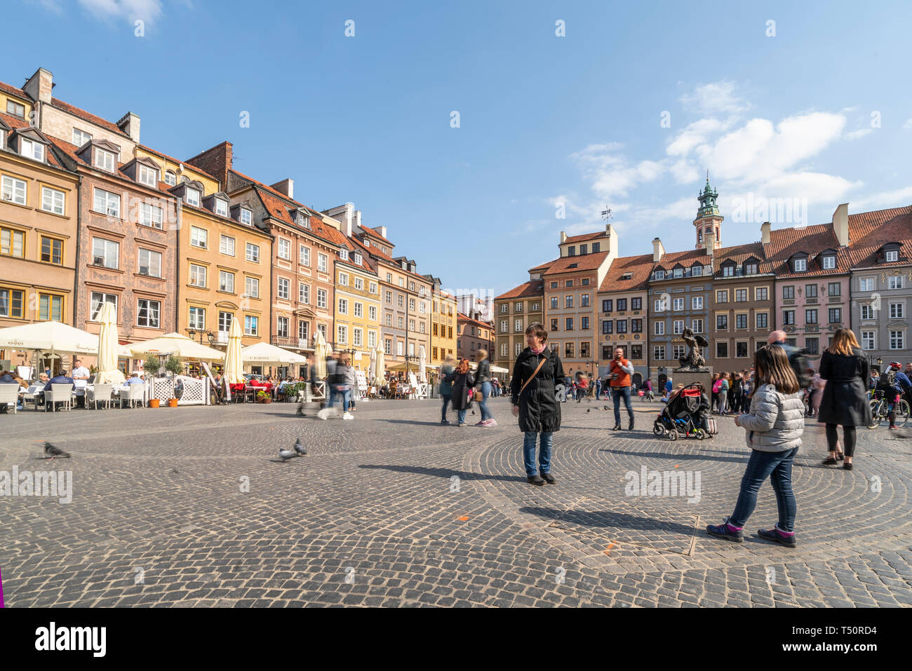 Warsaw, Poland. April, 2018. A panoramic view of Rynek Starego square ...