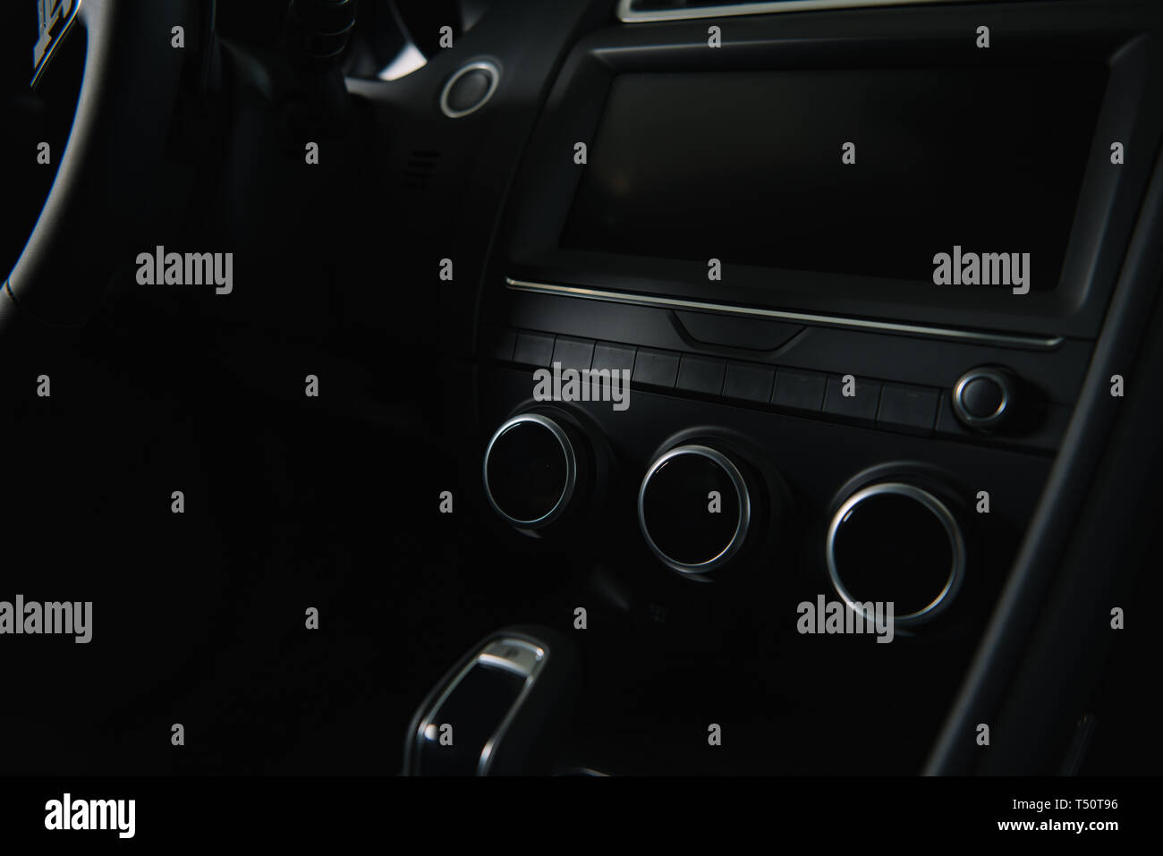 black buttons near modern car dashboard in automobile Stock Photo - Alamy