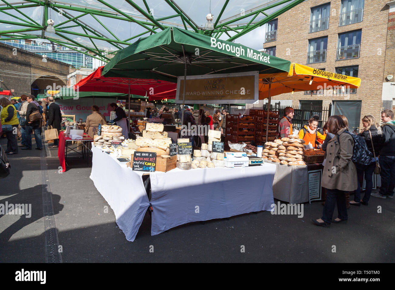 Cheese stall at Borough market, London, UK Stock Photo - Alamy