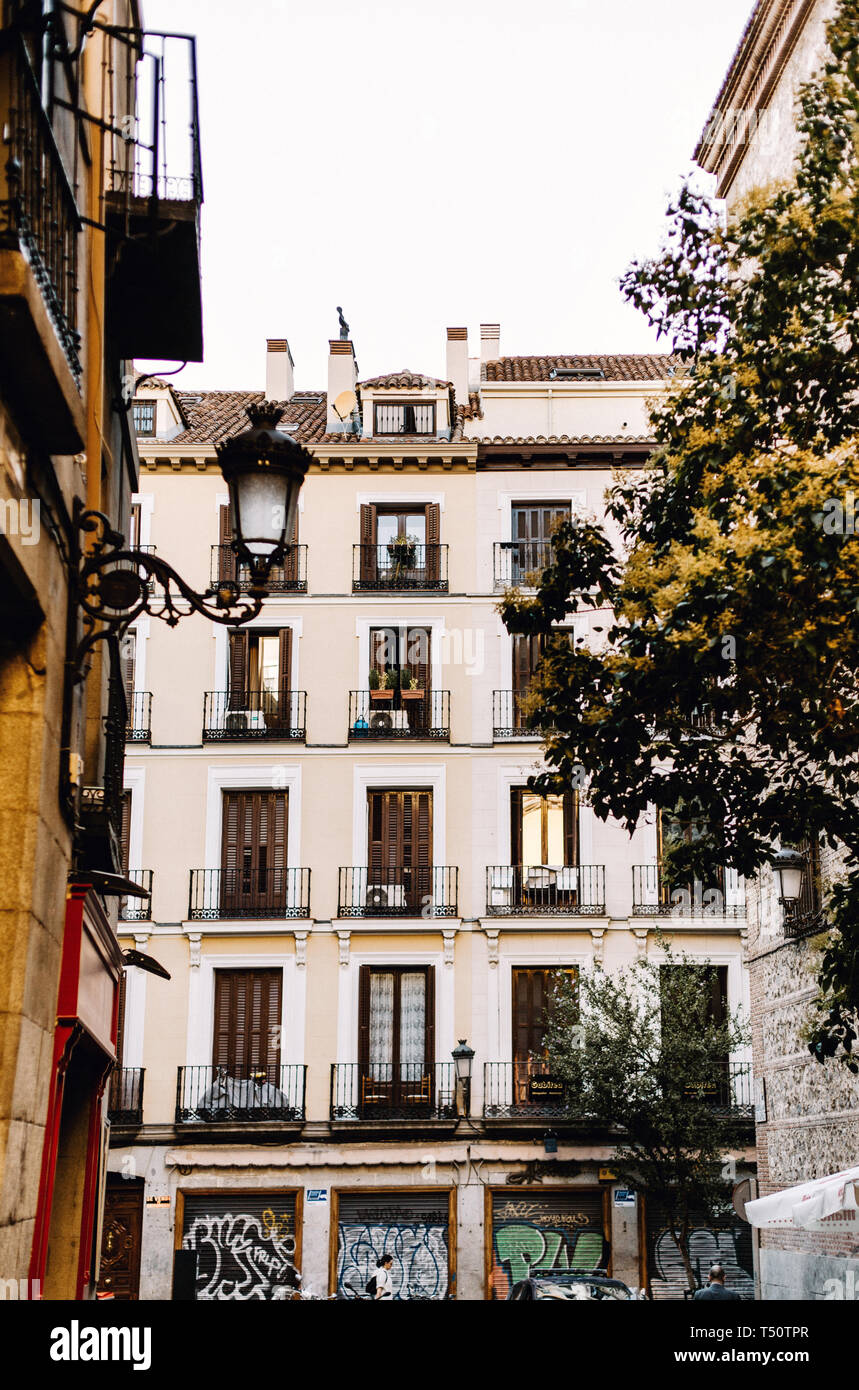 Traditional Spanish architecture in downtown Madrid, Spain Stock Photo ...