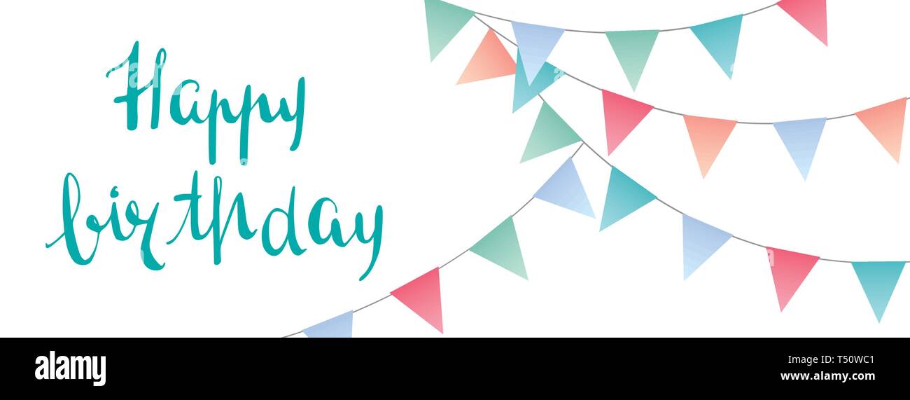 Sweet birthday party pennants full vector banner Stock Vector Image ...