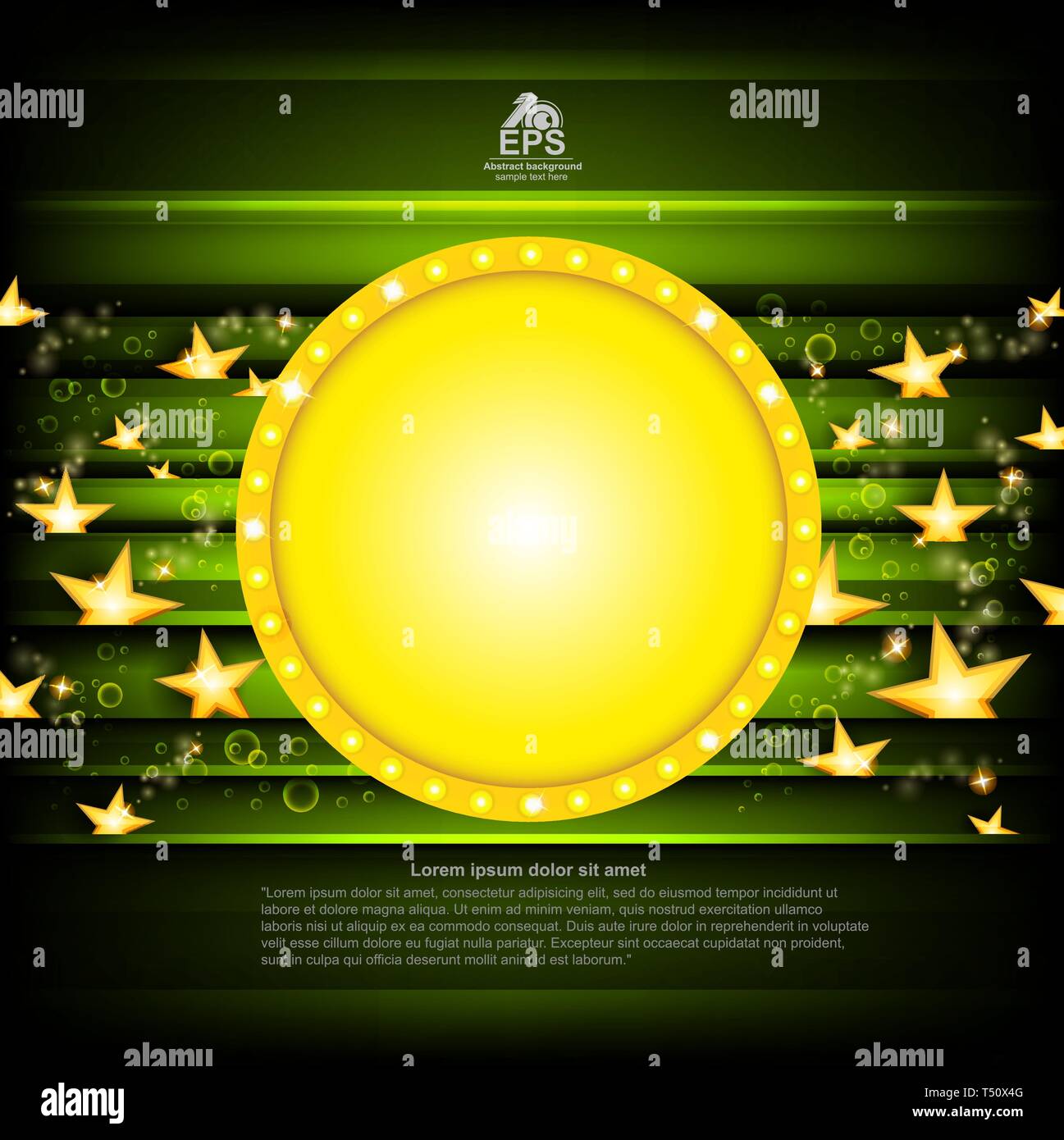 green poker background with golden stars and circle frame Stock Vector ...