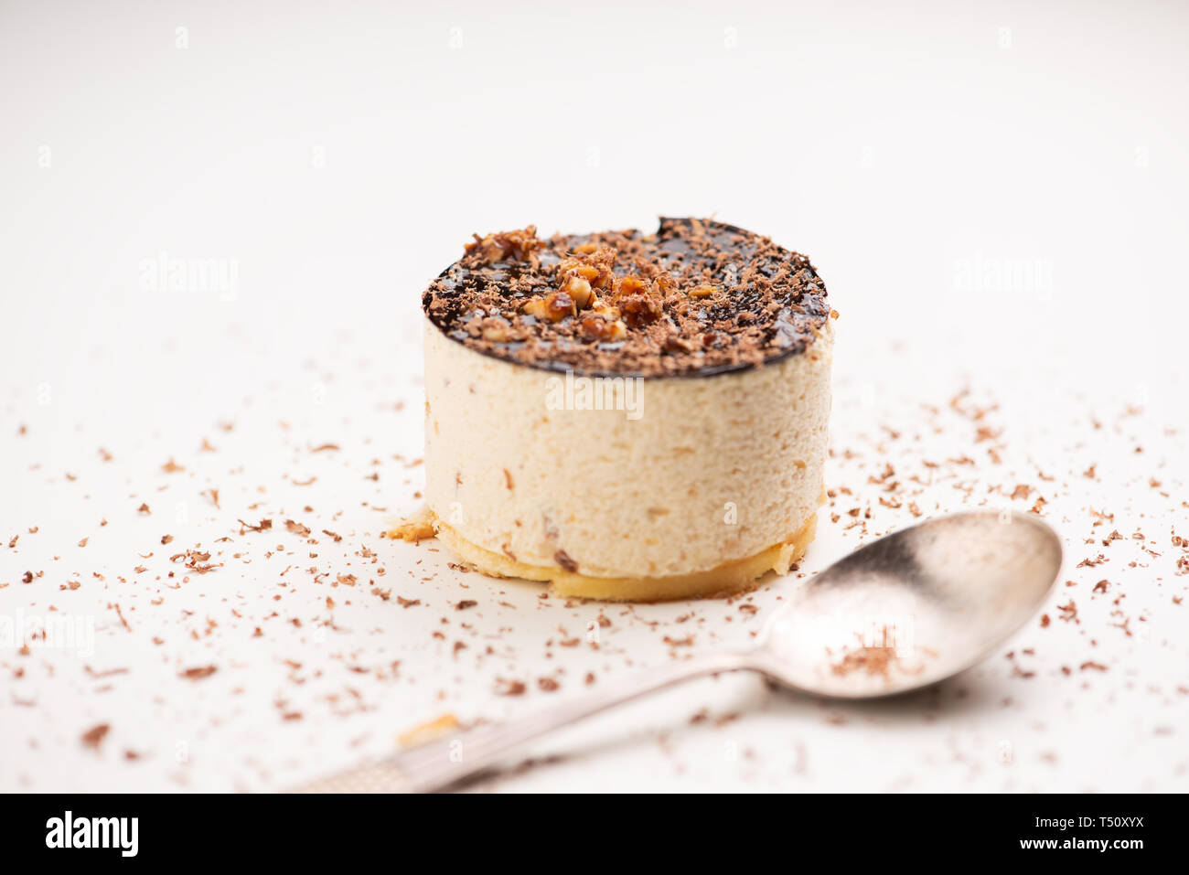 Delicious dessert parfait with hazelnut, chocolate biscuit caramel on ...