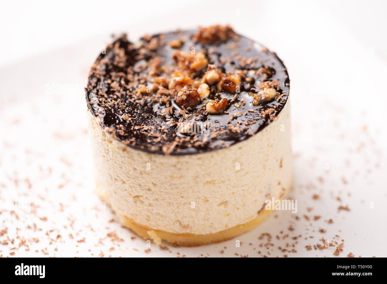 Delicious dessert parfait with hazelnut, chocolate biscuit caramel on ...