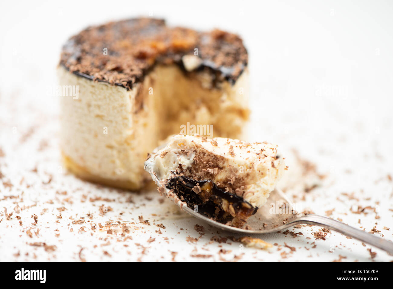 Delicious dessert parfait with hazelnut, chocolate biscuit caramel on ...