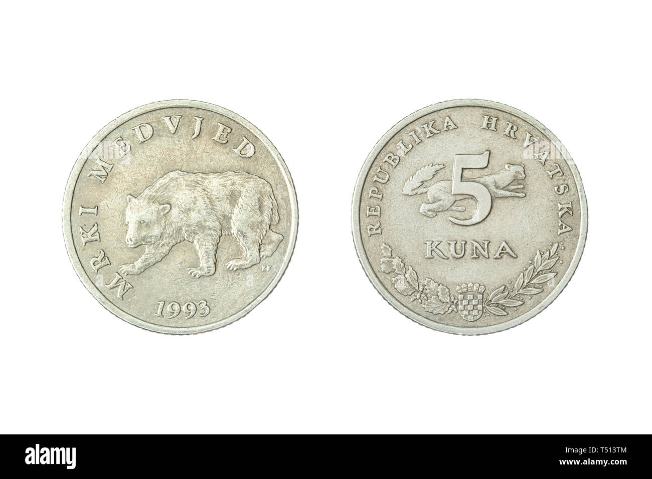 Set of commemorative the coin, the nominal value of 5 croatian Kuna ...