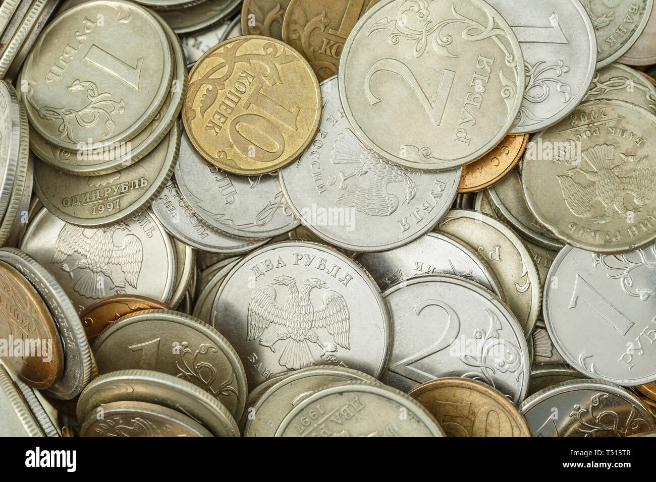 Coins of Russian rubles of different denominations Stock Photo - Alamy
