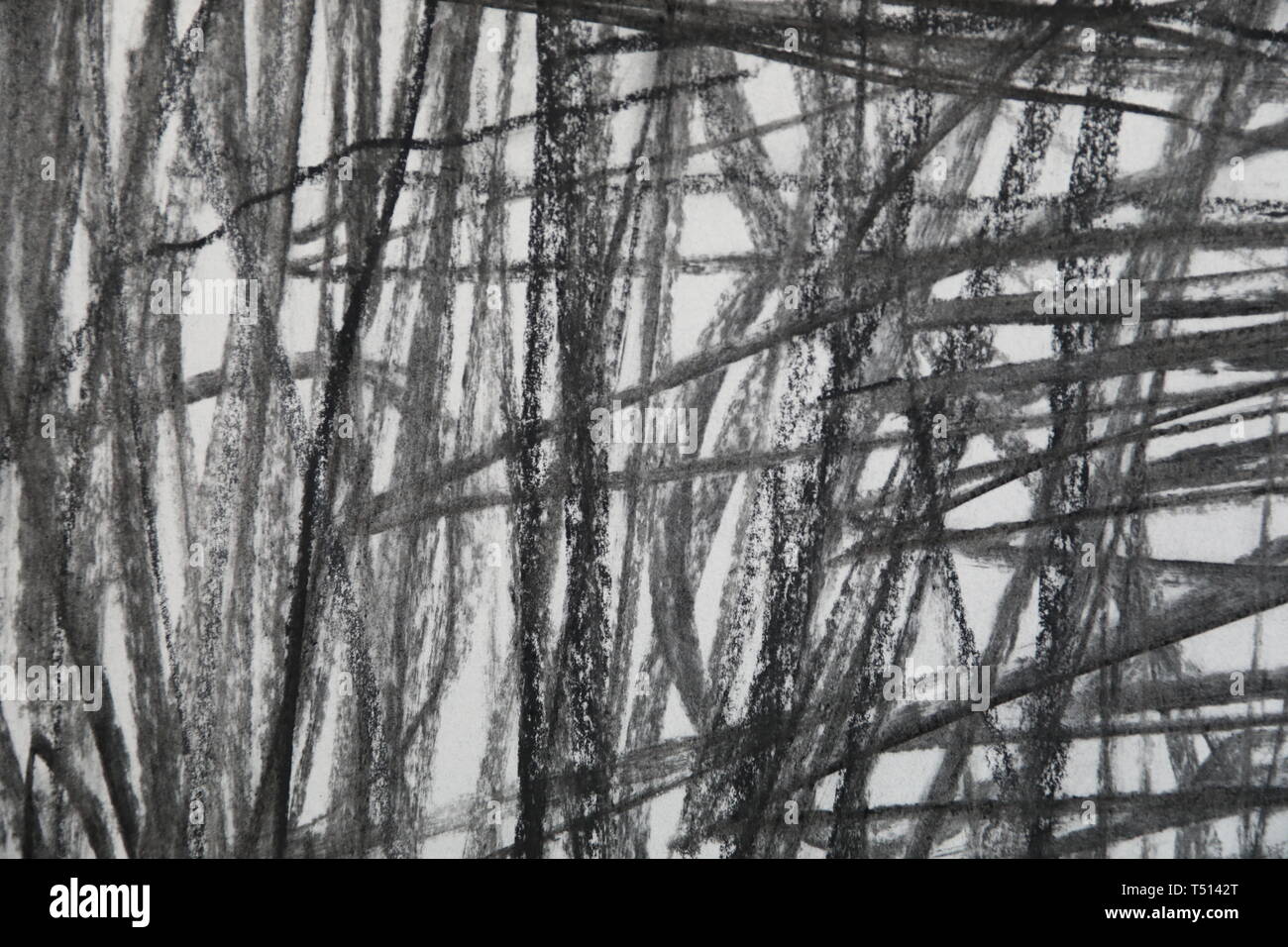 Child like drawing sketch black charcoal on white paper scribble Stock ...