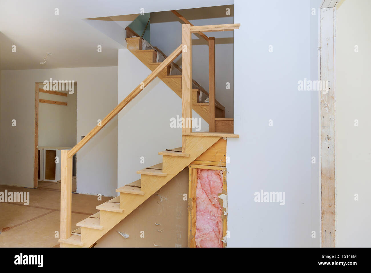 Unfinished apartment interior sheetrock in new home of construction ...