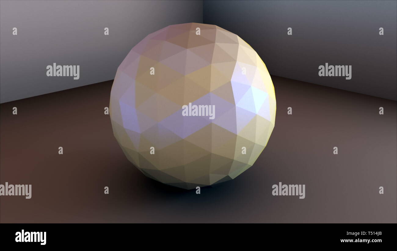 Low poly sphere is in the corner, simple shape, 3d rendering modern ...
