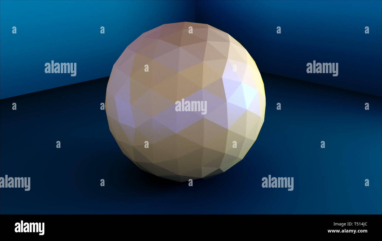 Low poly sphere is in the corner, simple shape, 3d rendering modern ...