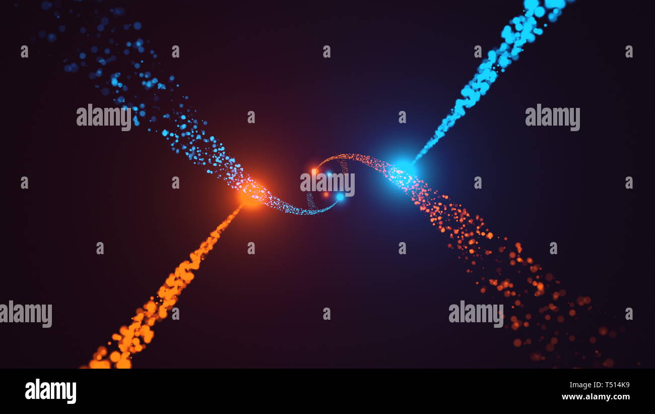 Energy spiral particles are in the space, modern abstract 3d render ...