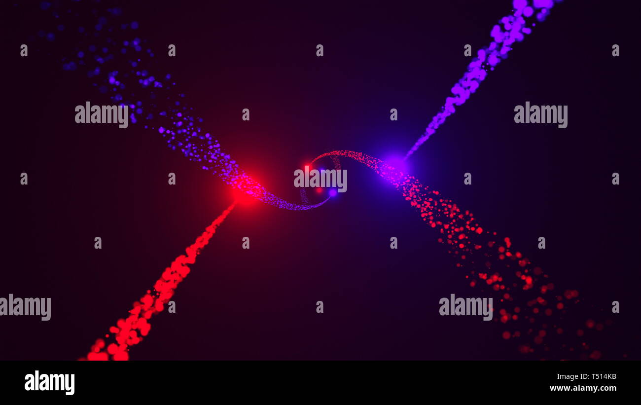 Energy spiral particles are in the space, modern abstract 3d render ...