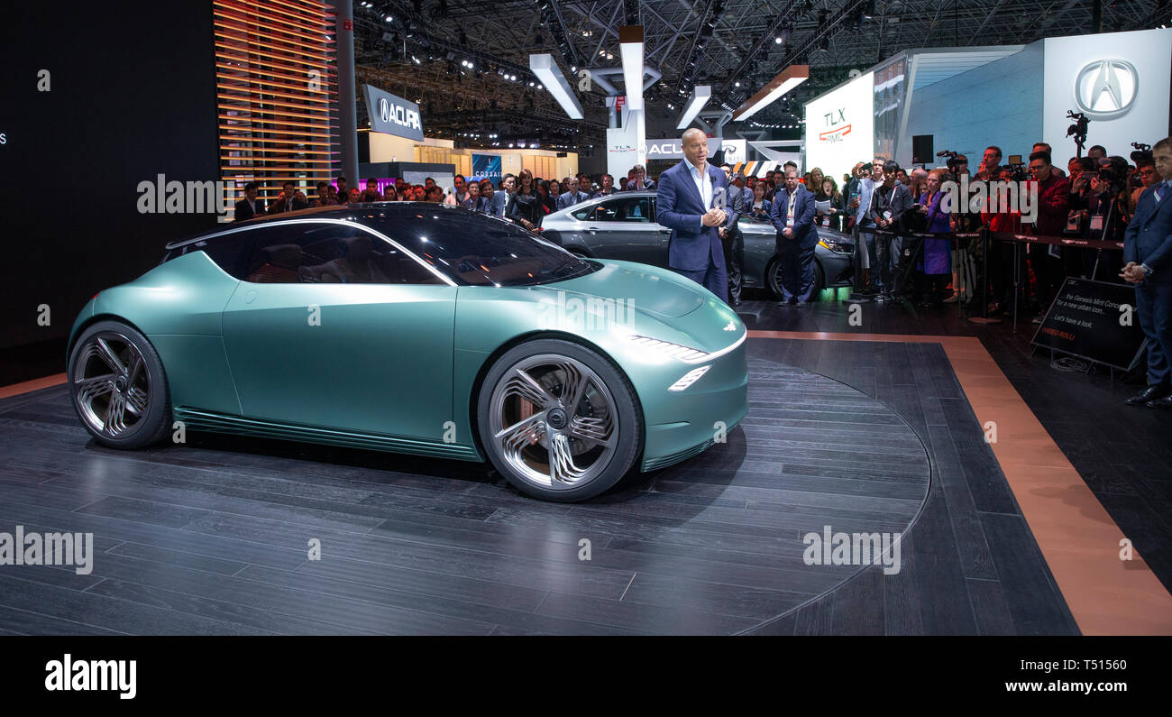 New York, NY - April 17, 2019: Presentation of GEnesis concept car at ...