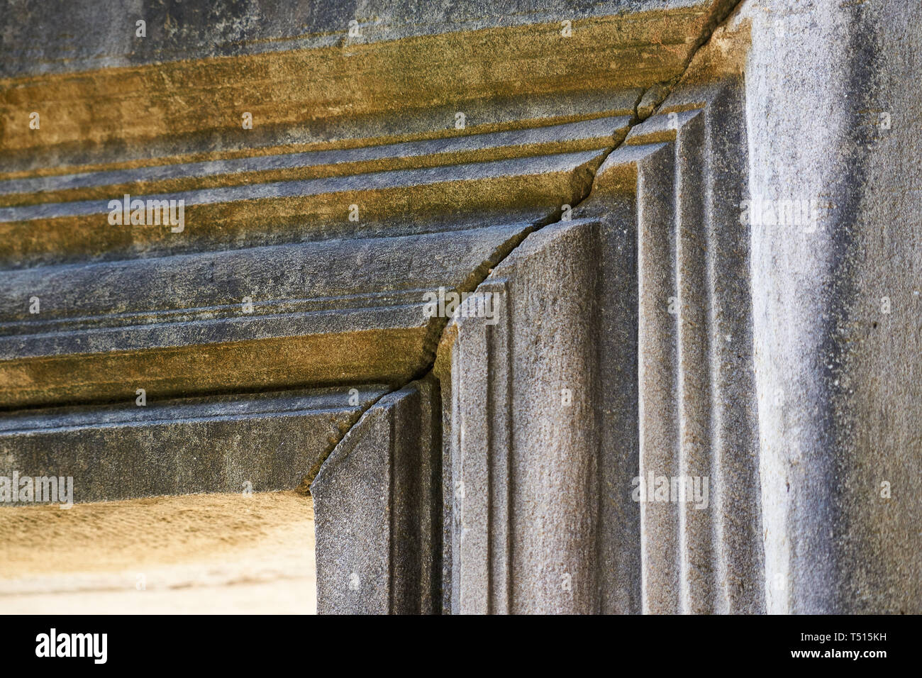 Detail of the beautifully carved corner of a sandstone door frame at ...