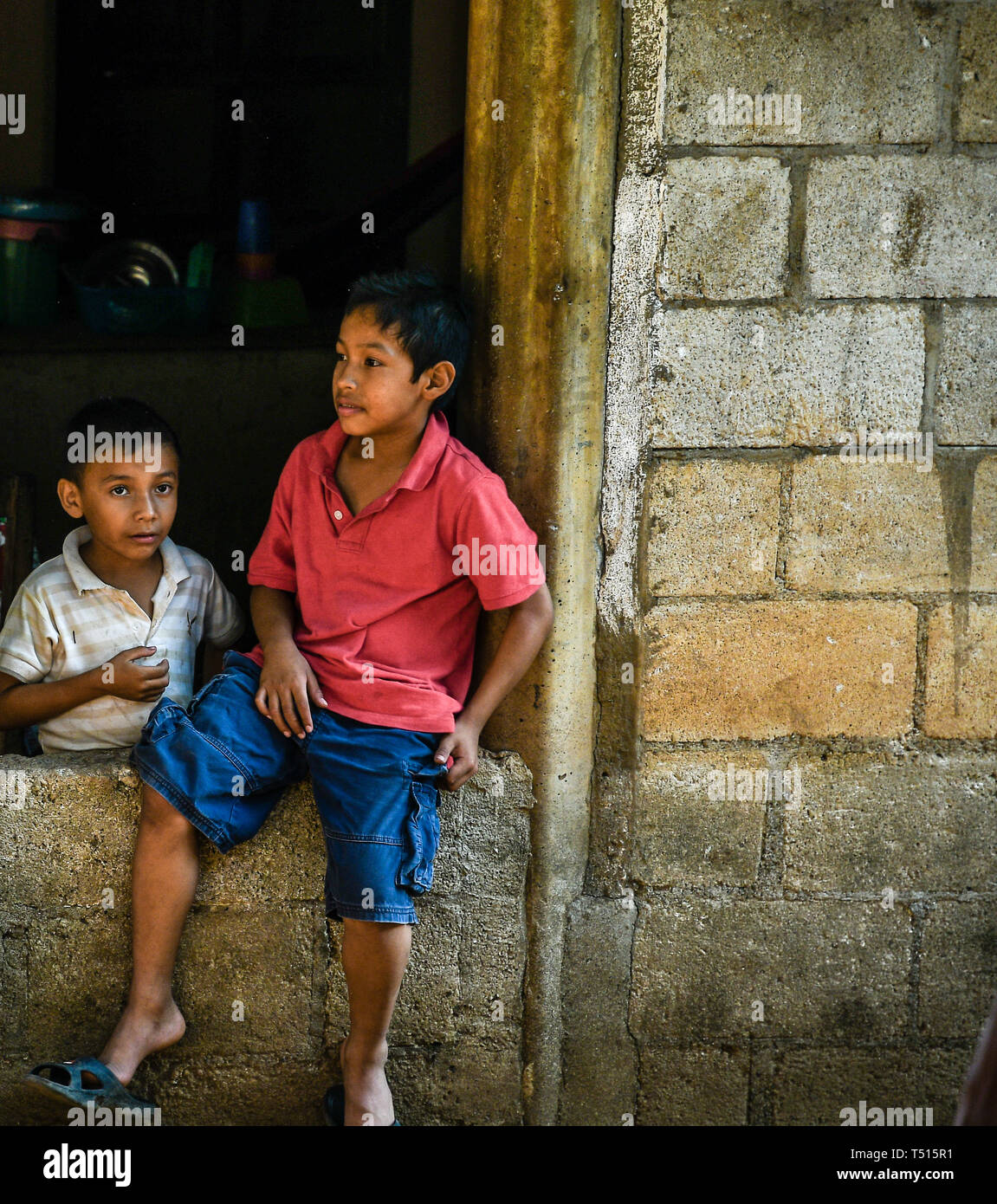 latin brothers in house in poor Guatemalan village Stock Photo - Alamy