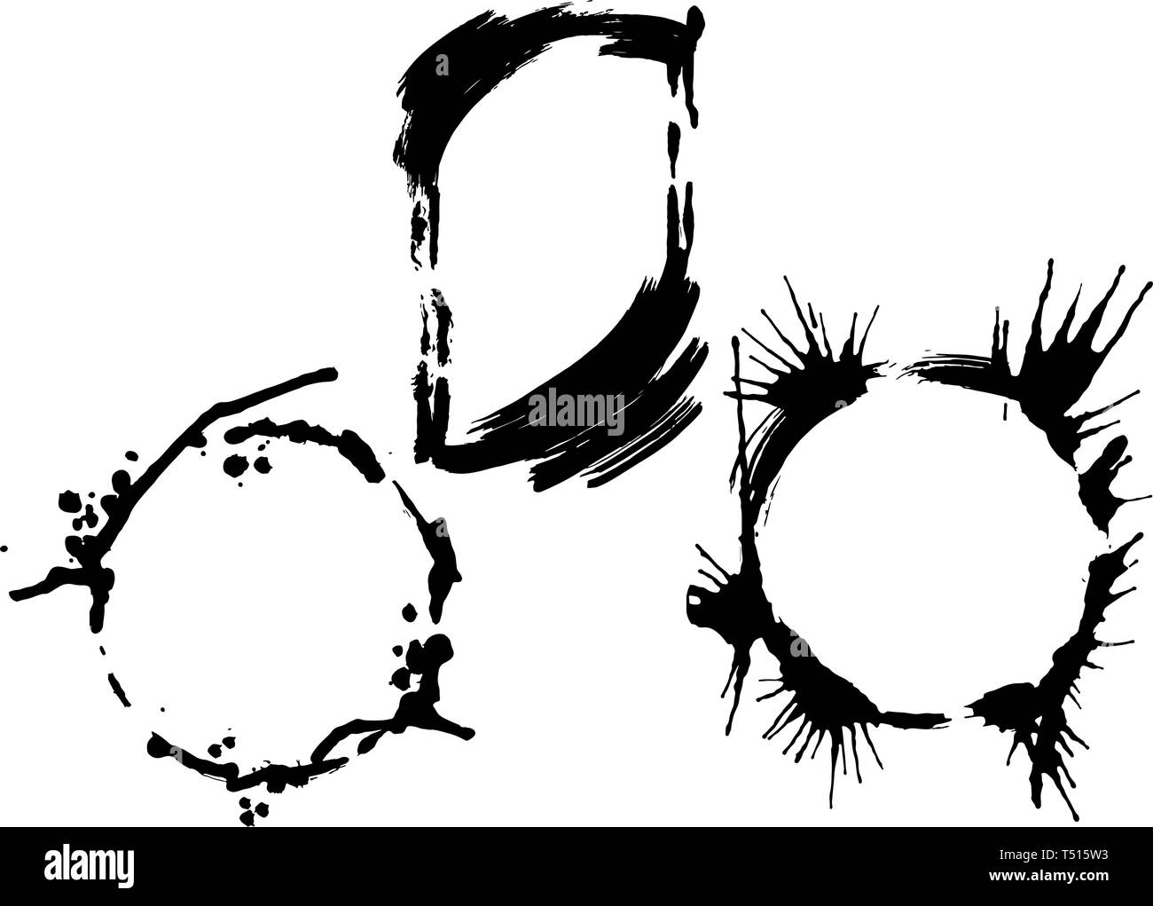 Vector Dry brush frames. Hand drawn artistic frames. Black and white ...