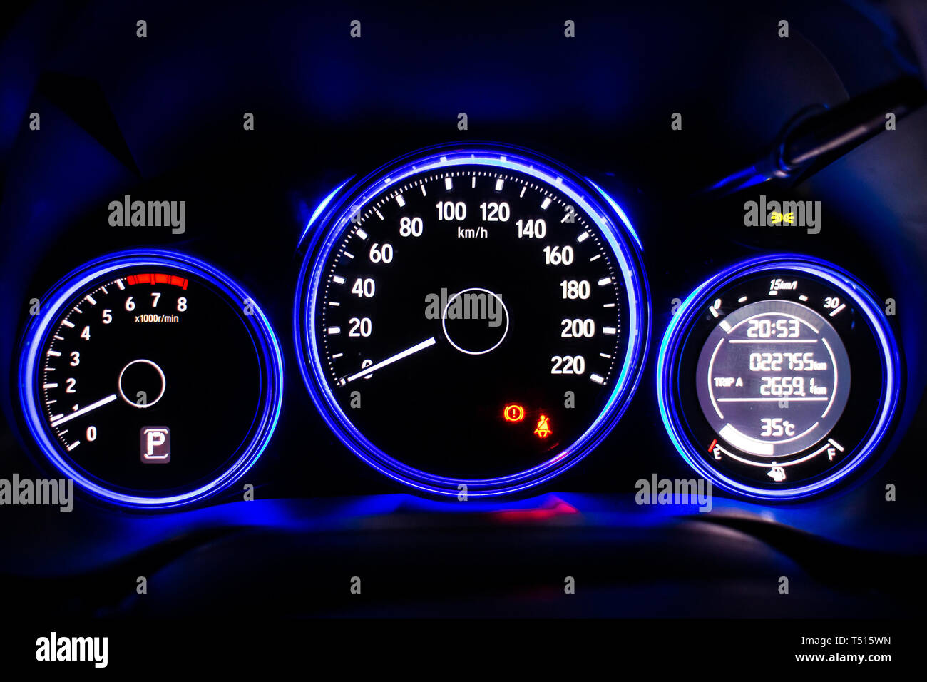 Night time close up of car dashboard Stock Photo - Alamy