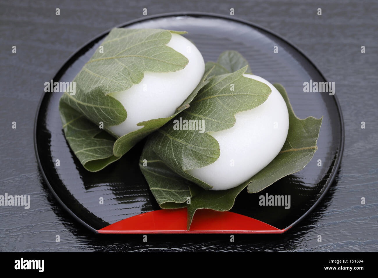 Japanese Kashiwa mochi, traditional sweet for spring season Stock Photo ...