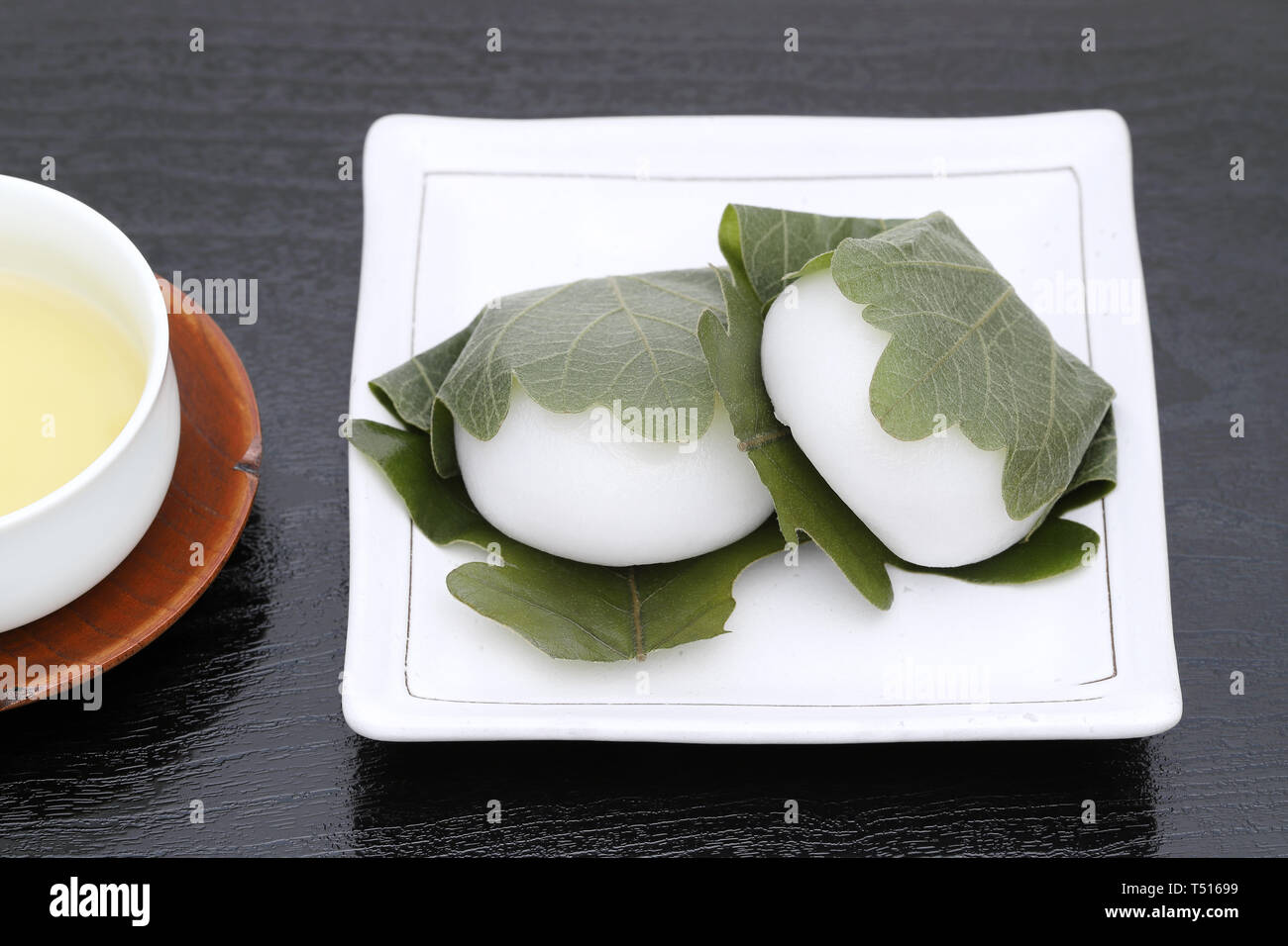 Japanese Kashiwa mochi, traditional sweet for spring season Stock Photo ...