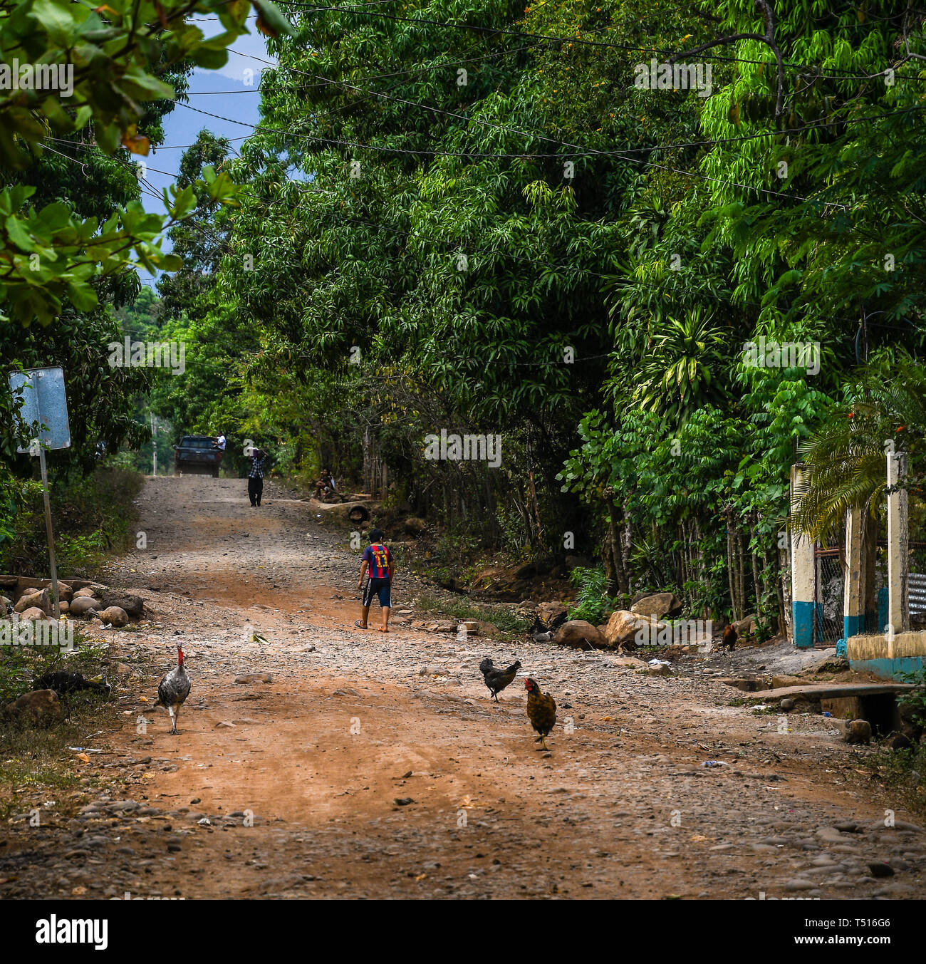 young latin boy walking on dirt road in poor Guatemala Stock Photo - Alamy