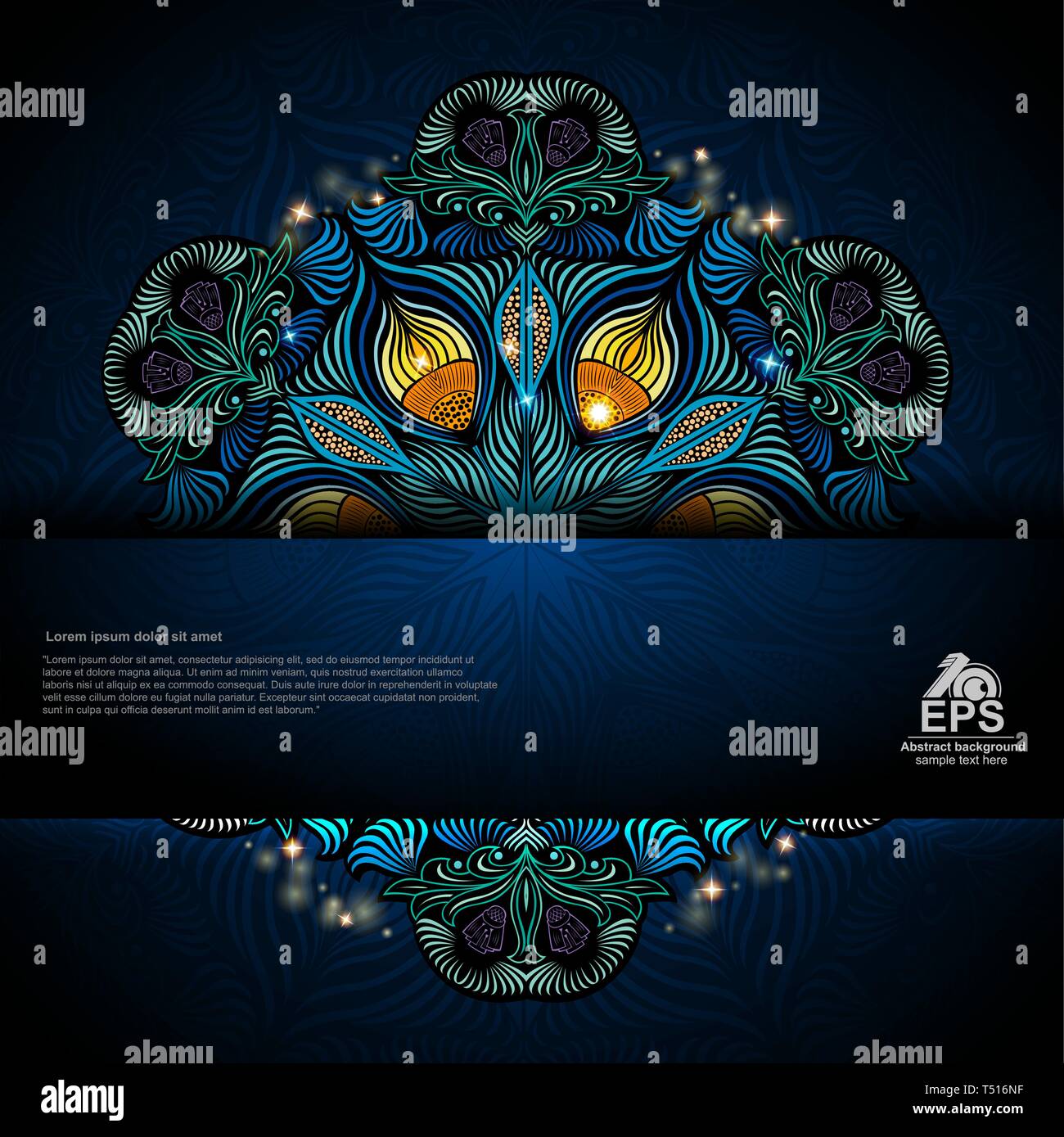 Abstract blue flower or peacock feather background Stock Vector Image ...