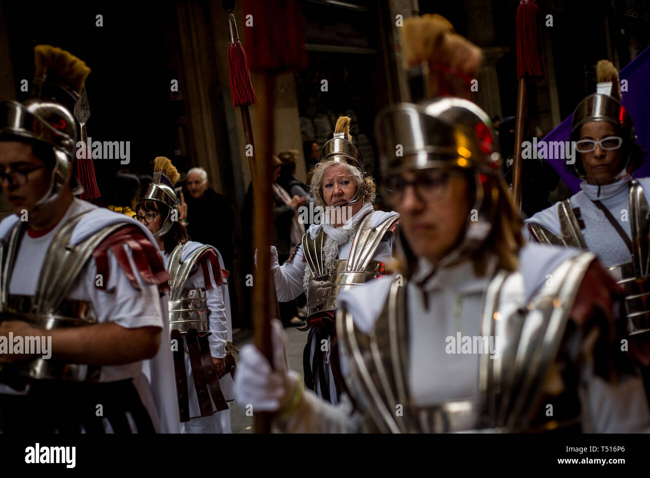 People dressed as romans parade during the Good Friday procession in ...