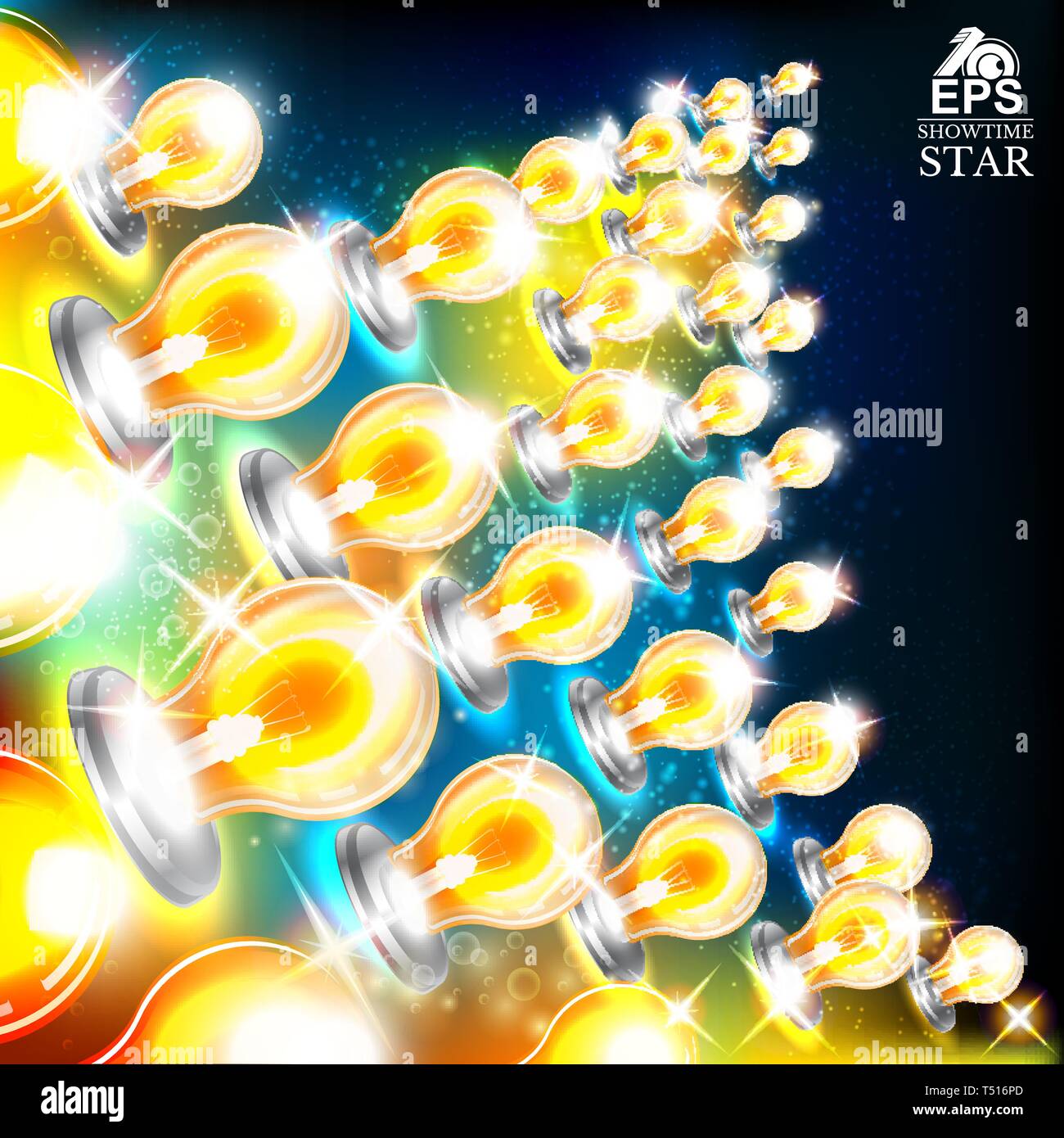 Spotlight Bulbs On Stage Show Stock Vector Images - Alamy