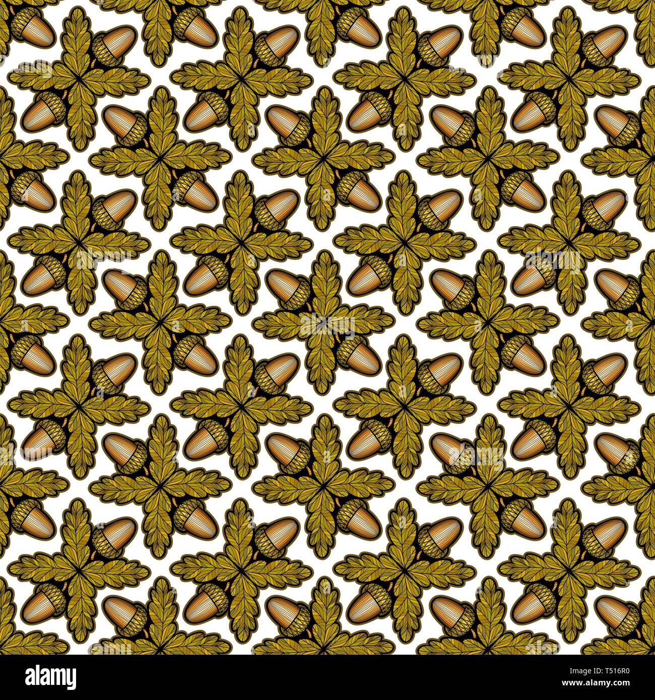 abstract texture from acorn with leaves isolated on white Stock Vector ...