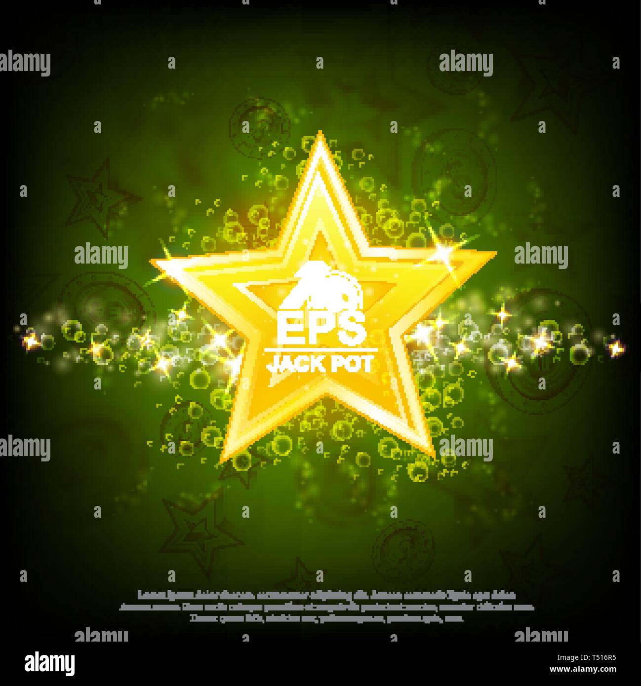 Big gold star with shiny effects on abstract green background Stock ...