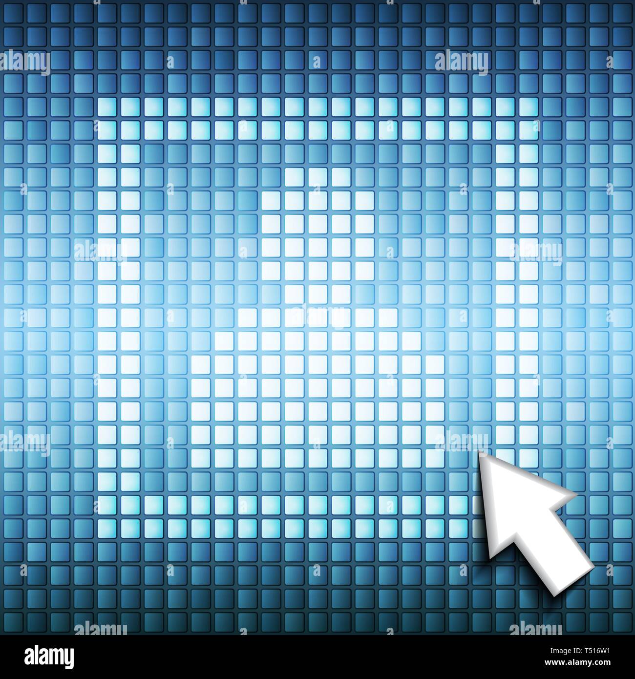 Man icon in square frame on computer pixel blue background Stock Vector ...
