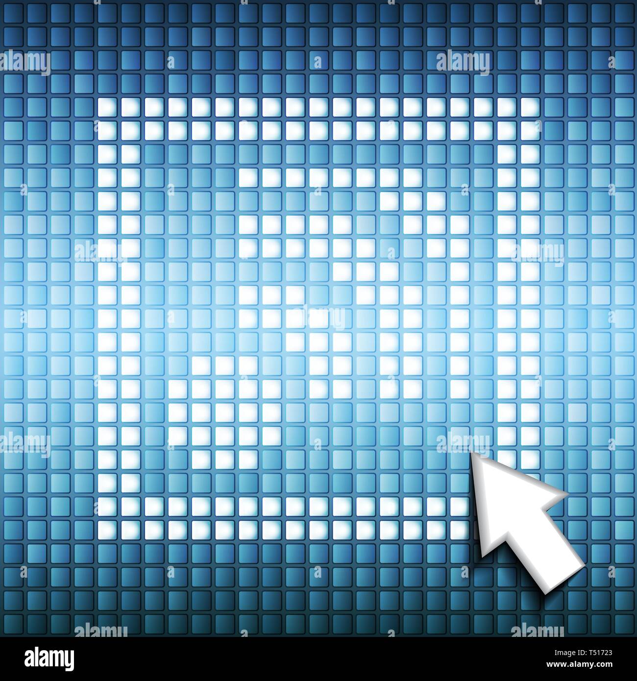 Sound icon in square frame on computer pixel blue background Stock ...