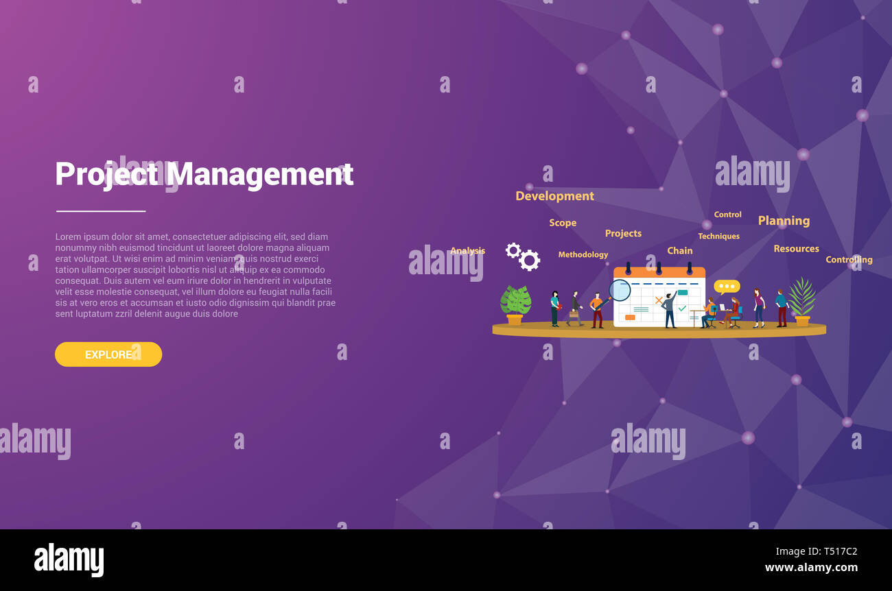 project management concept for website template landing homepage banner ...
