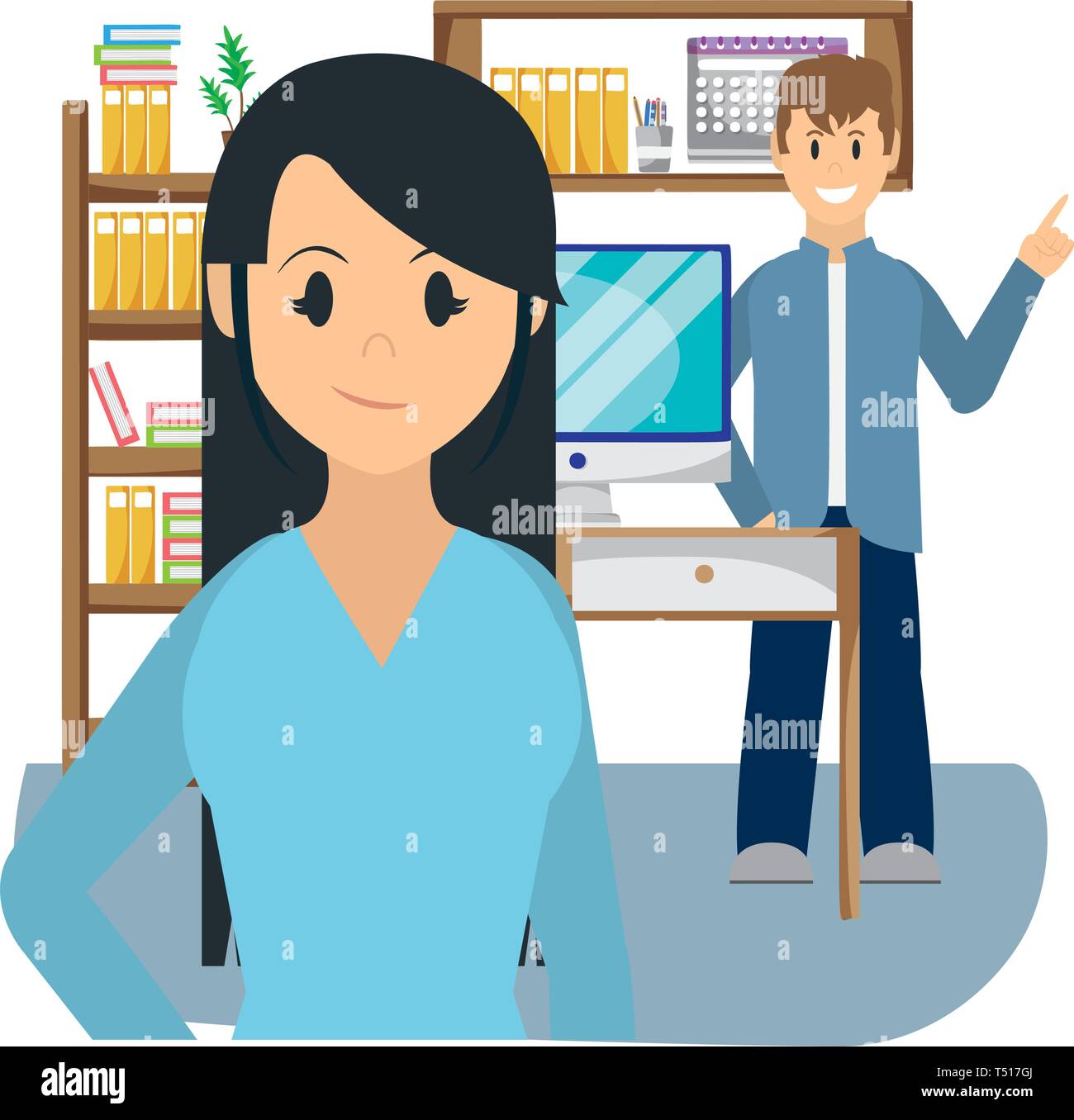 Portrait woman inside home Stock Vector Images - Alamy