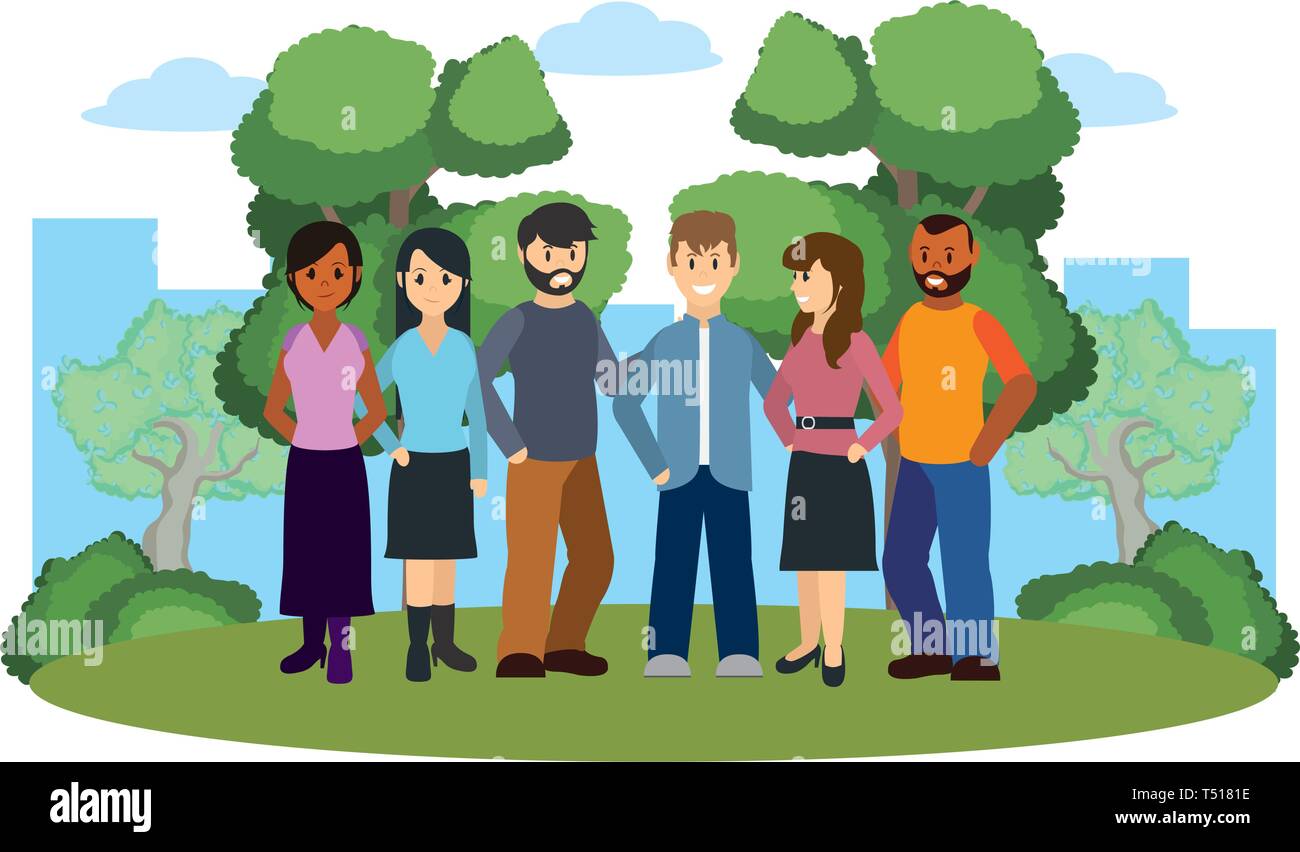 people smiling on nature park vector illustration graphic design Stock ...